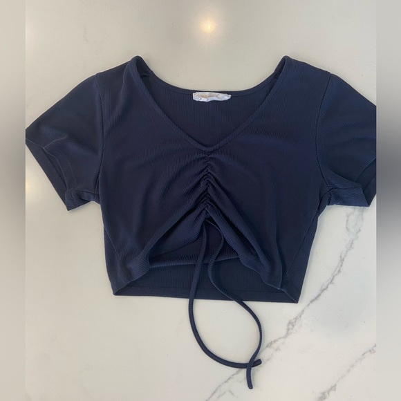 Tops | Blue Scrunched Top Barely Worn Very Nice Material | Poshmark